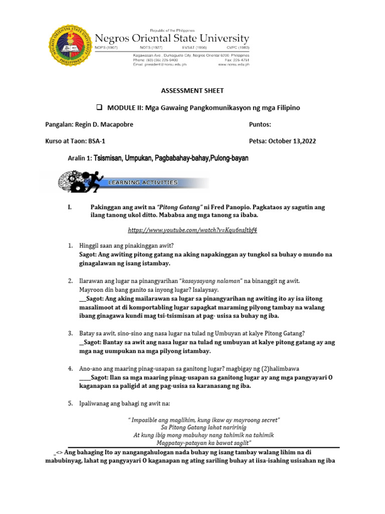 Assessment Sheet2 | PDF