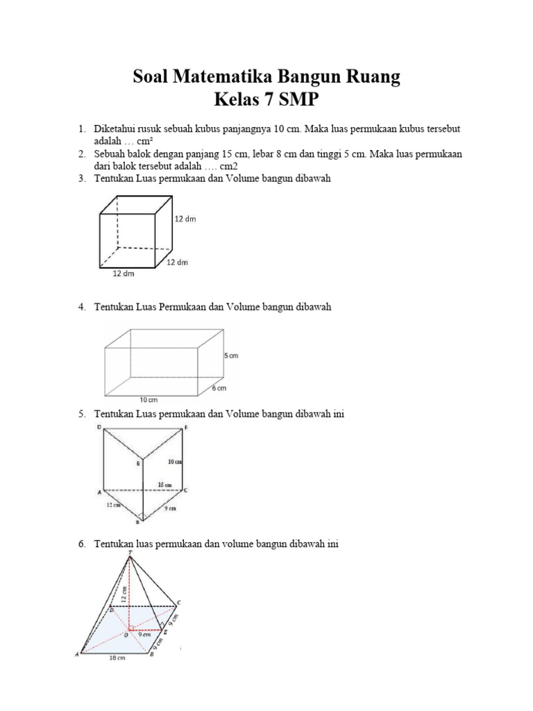 Soal Matematika Kelas7 Bangun Ruang | PDF