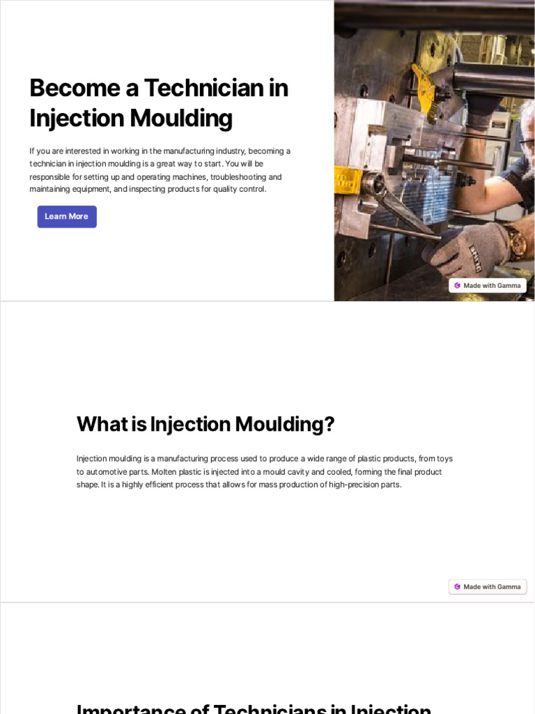 Become A Technician in Injection Moulding | PDF | Business | Technology ...
