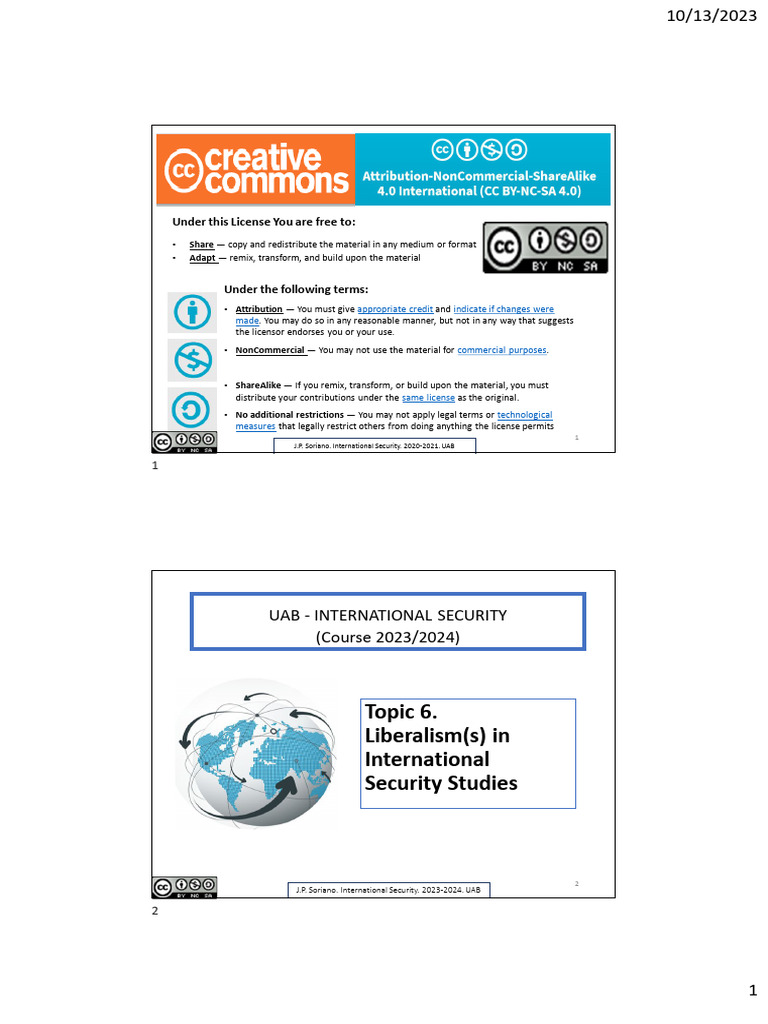 UAB Soriano IntSec Topic 6 Course 2023 24 | PDF | International ...