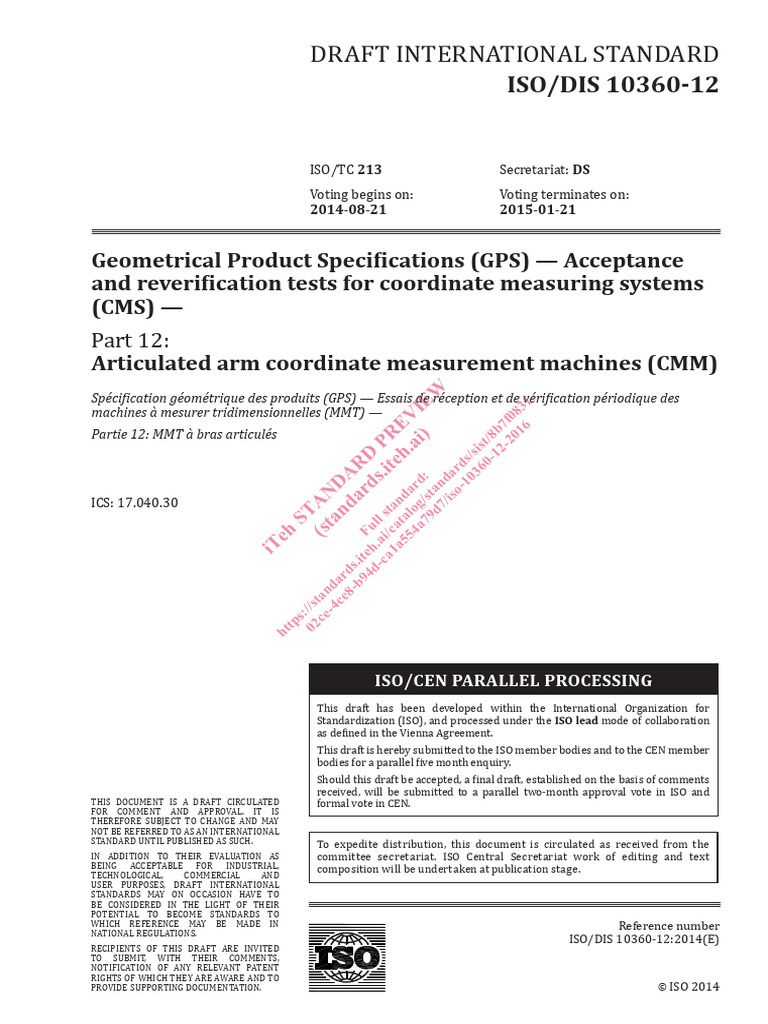 Iso 10360 12 2016 | PDF | Thermal Expansion | Metrology