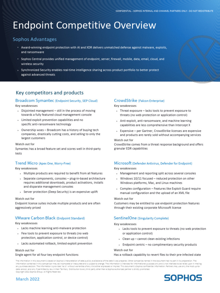Sophos Endpoint Competitive Overview | PDF | Cloud Computing | Security