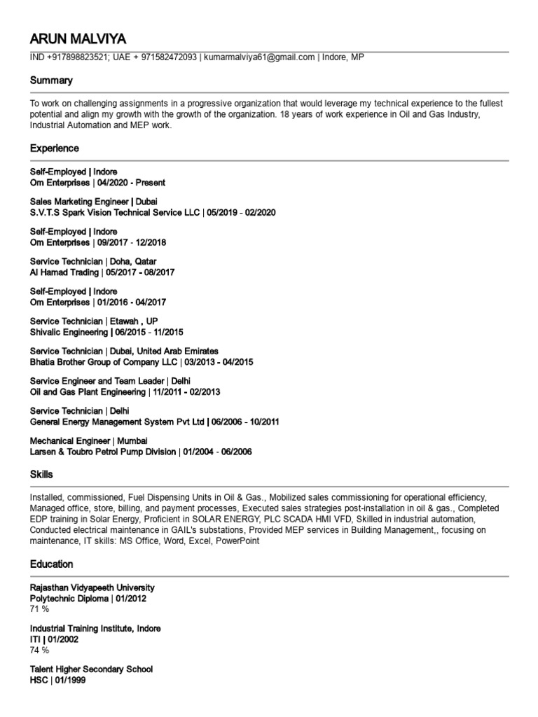 Arun Resume 4 | PDF | Business