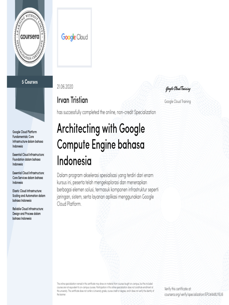 Google Cloud - Specialization - Architecting With Google Compute Engine Bahasa Indonesia | PDF