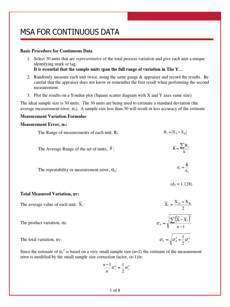 MSA for Continuous Data | PDF | Linear Regression | Regression Analysis