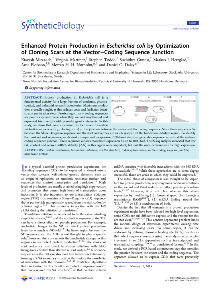 Mirzadeh - 2015 - Enhanced Protein Production in Escherichia Coli by Optimization of Cloning ...