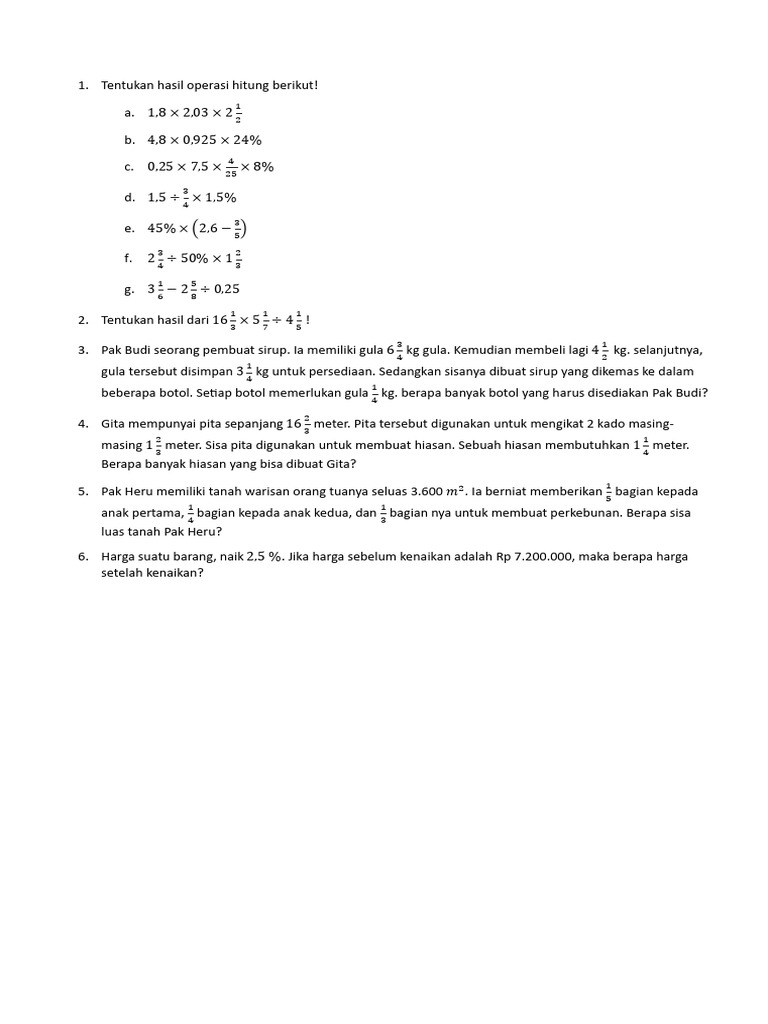 Latihan Asesmen Sumatif Bilangan Rasional | PDF