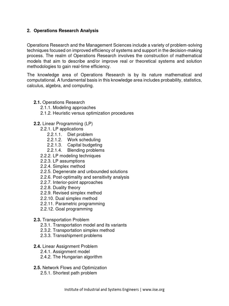 02 Operations Research Analysis v3.1 | PDF | Operations Research | Mathematical Optimization