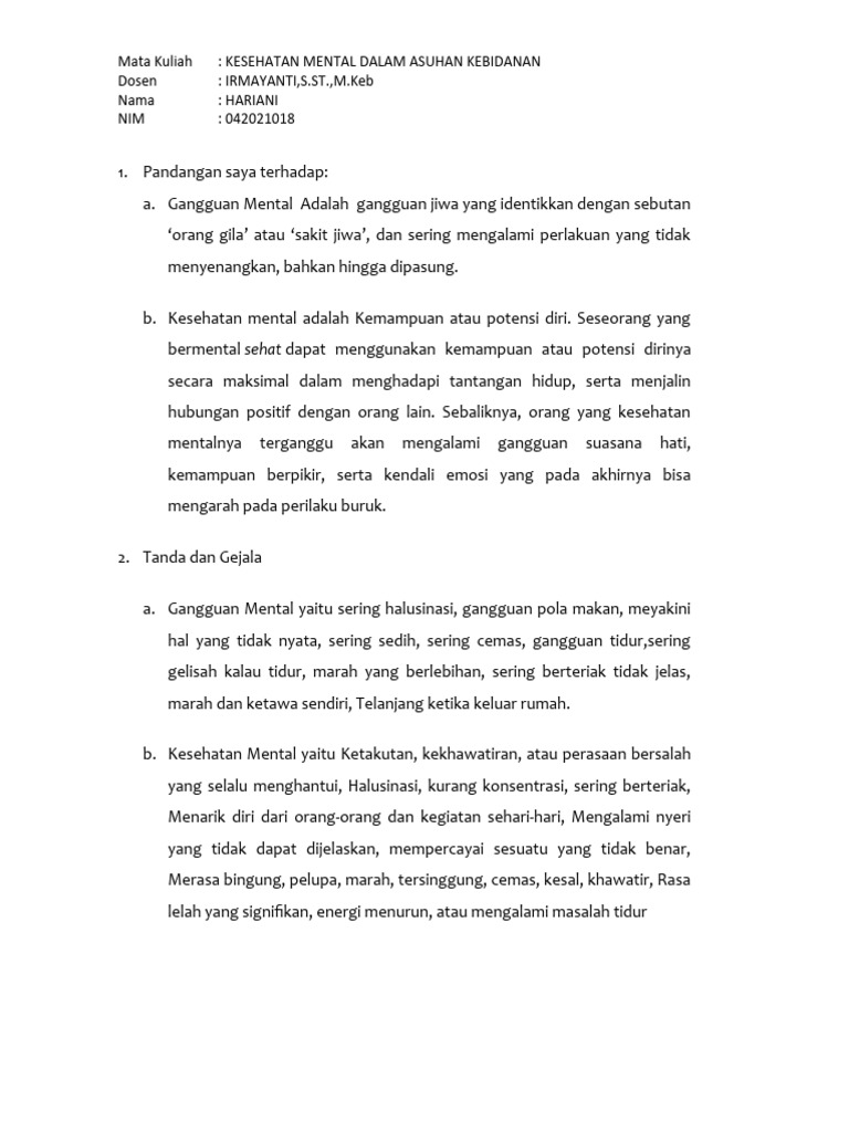 Final Hariani, Oleh Ibu Irma | PDF