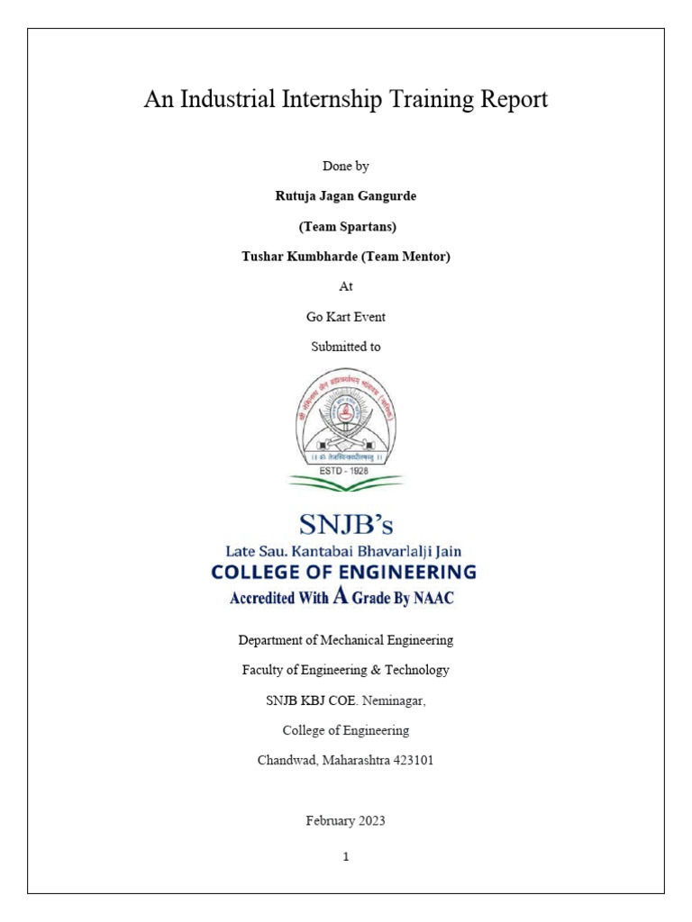 Rahul Industrial Internship Training Report | PDF | Steering | Brake