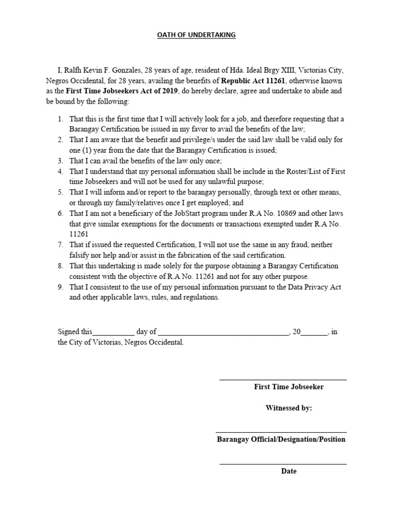 Oath of Undertaking | PDF | Justice | Crime & Violence