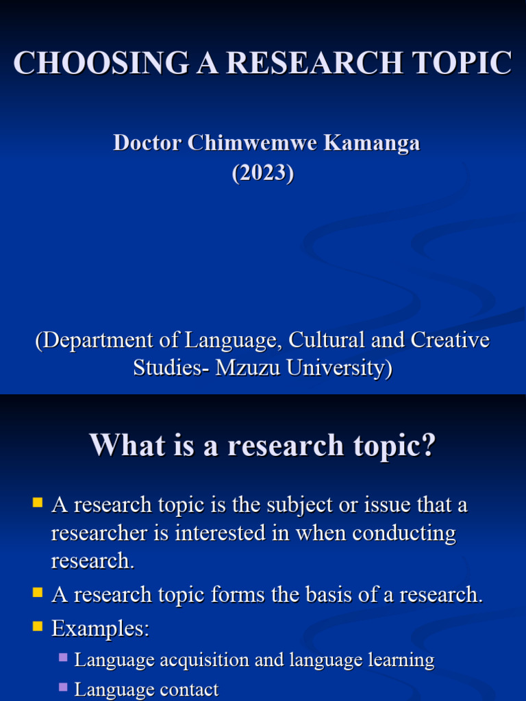 4 Choosing A Research Topic | PDF