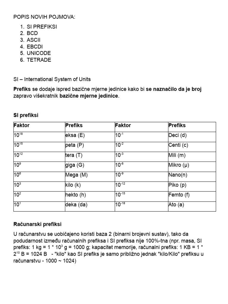 Prefiks Se Dodaje Ispred Bazične Mjerne Jedinice Kako Bi Se Naznačilo Da Je Broj | PDF