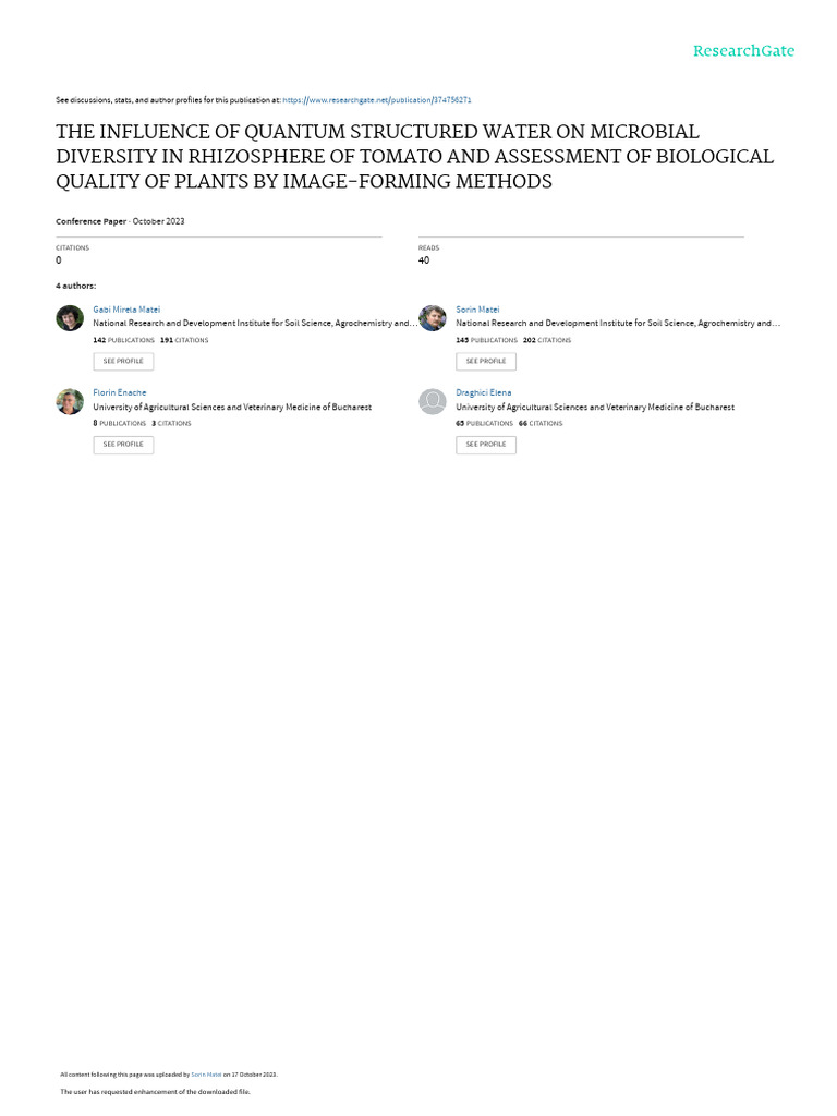 Quantum Water's Impact on Tomato Microbes | PDF | Water | Microbiota