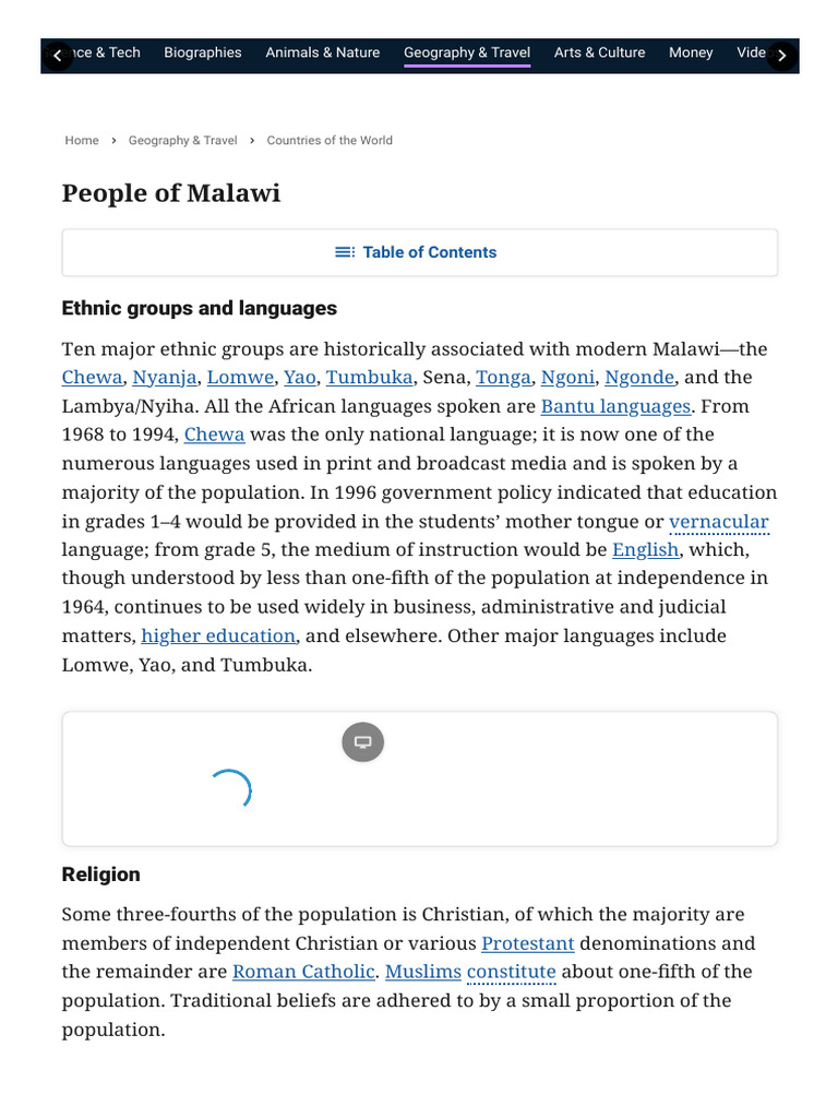Malawi EthnicGroups, Languages, ReligionsBritannica 1699867552066 | PDF ...