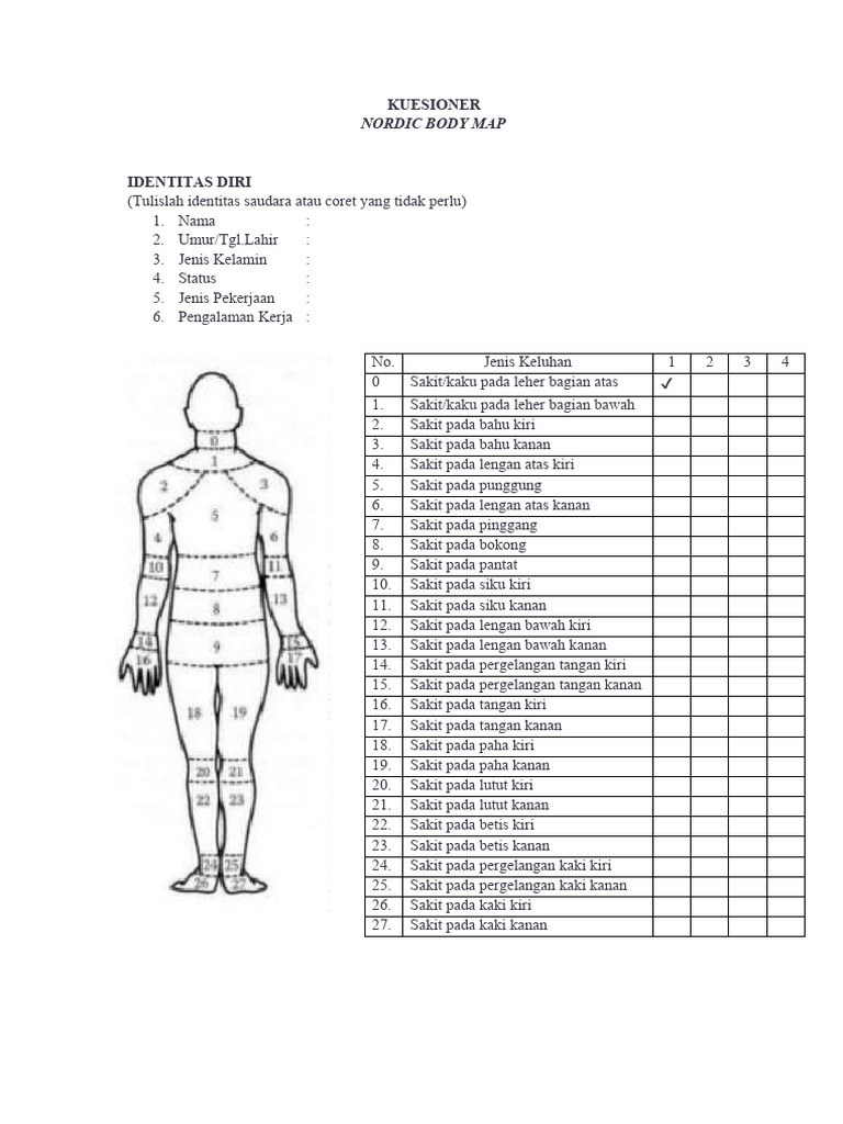 Kuesioner Nordic Body Map | PDF