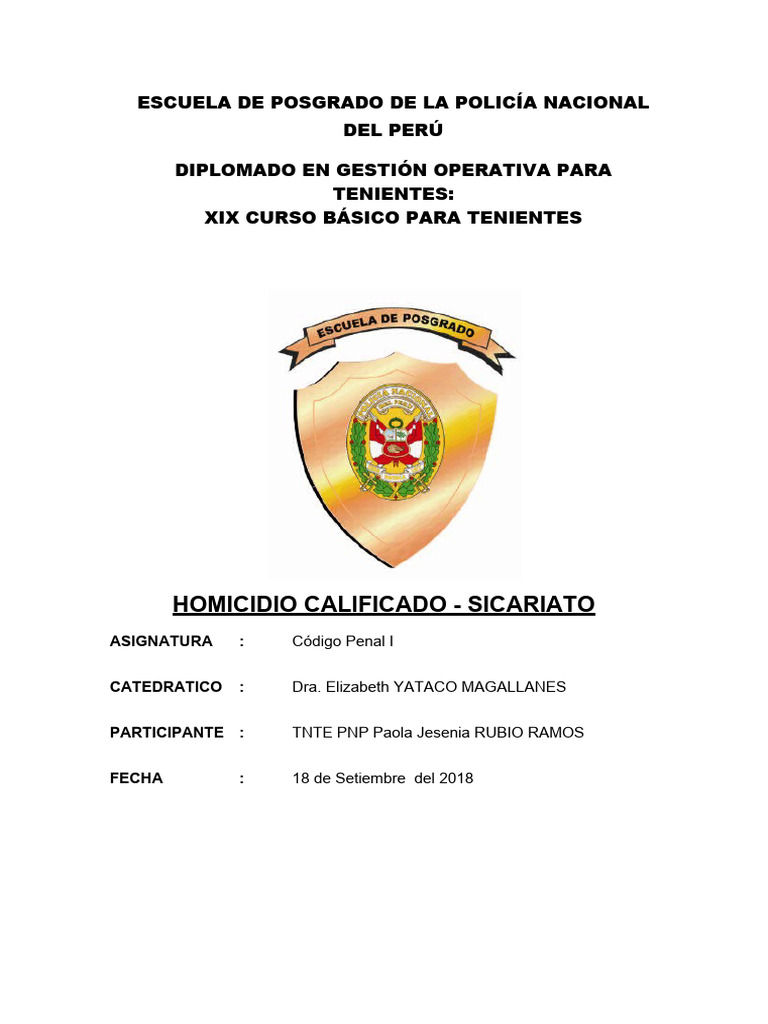 Trabajo Aplicativo De Derecho Penal Pdf Homicidio Derecho Penal 5966