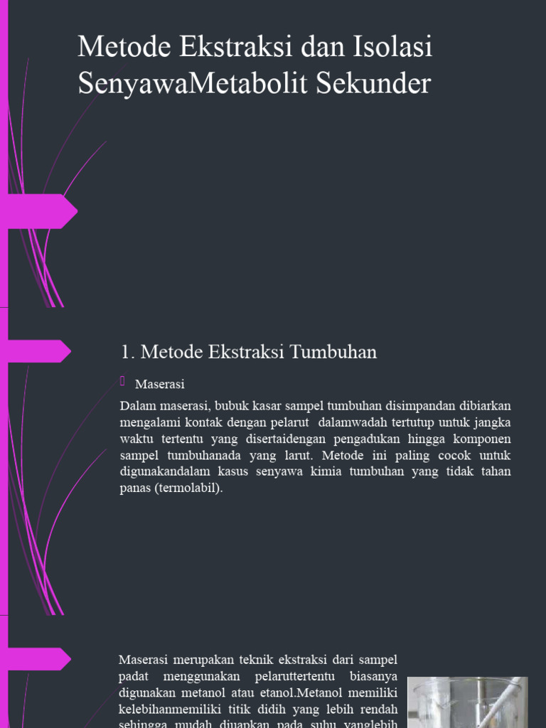 Metode Ekstraksi Dan Isolasi SenyawaMetabolit Sekunder | PDF ... Metode Ekstraksi Dan Isolasi SenyawaMetabolit Sekunder | PDF ...