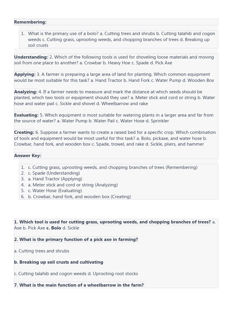 Q1-LO 1. Select and Use Farm Tools - TLE - 9-12UT-0a-1 | PDF
