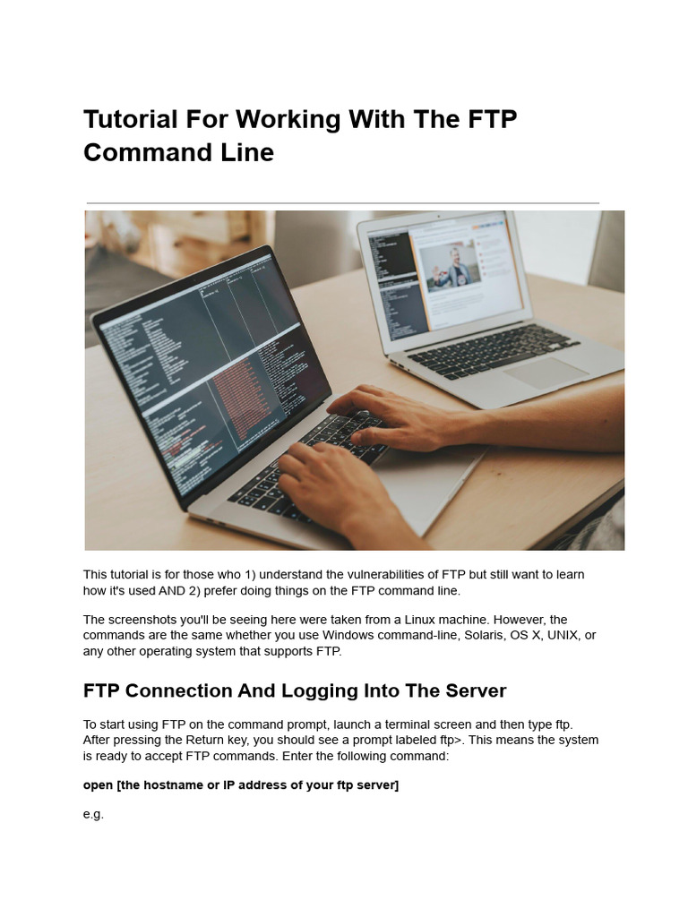 Tutorial For Working With The FTP Command Line | PDF | File Transfer Protocol | Command Line ...