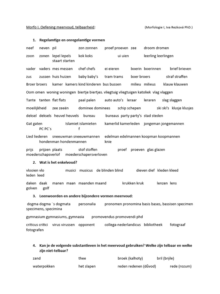 Oefening Meervoud - ST | PDF
