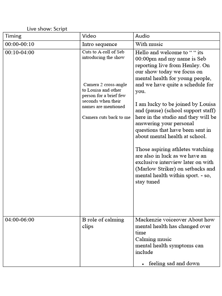 Live Show Script | PDF