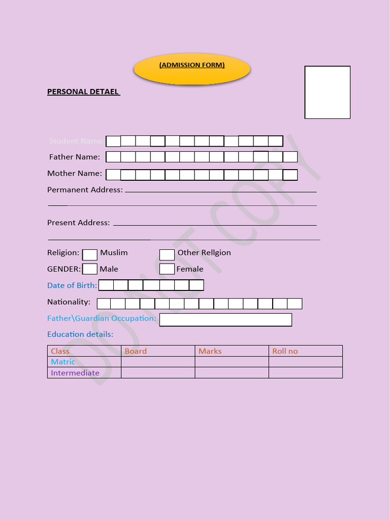 Admission Form PDF