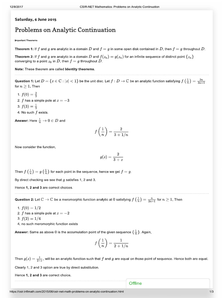 Complex Analysis Notes | PDF