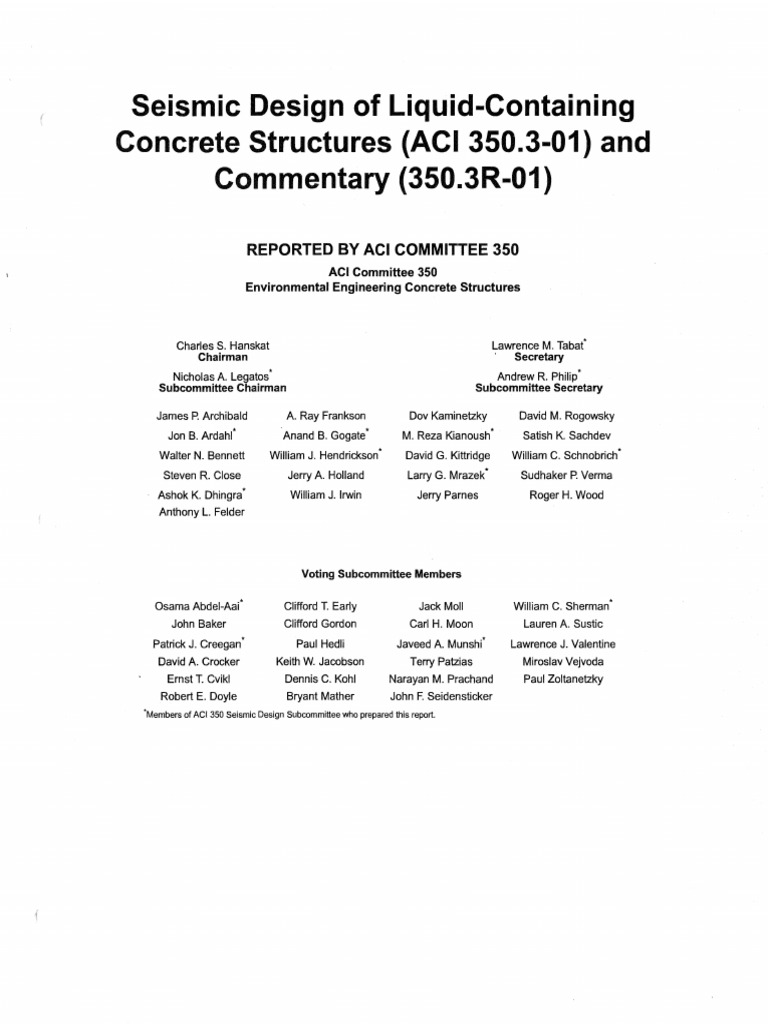 ACI 350 - 3 - 01 and 350-3R-01 Seismic Design of Liquid Containing ...
