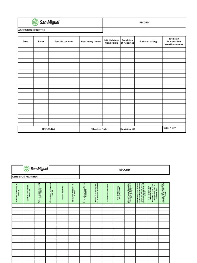 Asbestos Registers | PDF