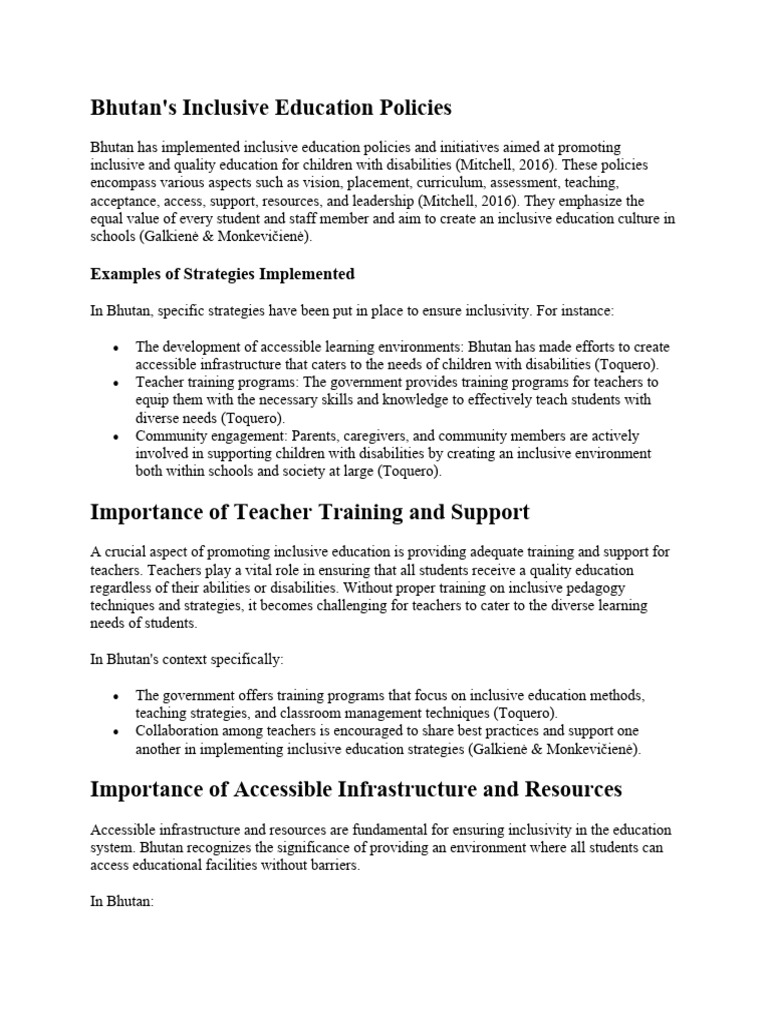 Bhutan | PDF | Inclusion (Education) | Teachers