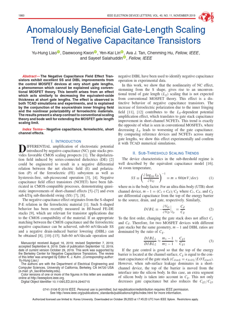 Anomalously Beneficial Gate-Length Scaling Trend of Negative Capacitance Transistors | PDF ...