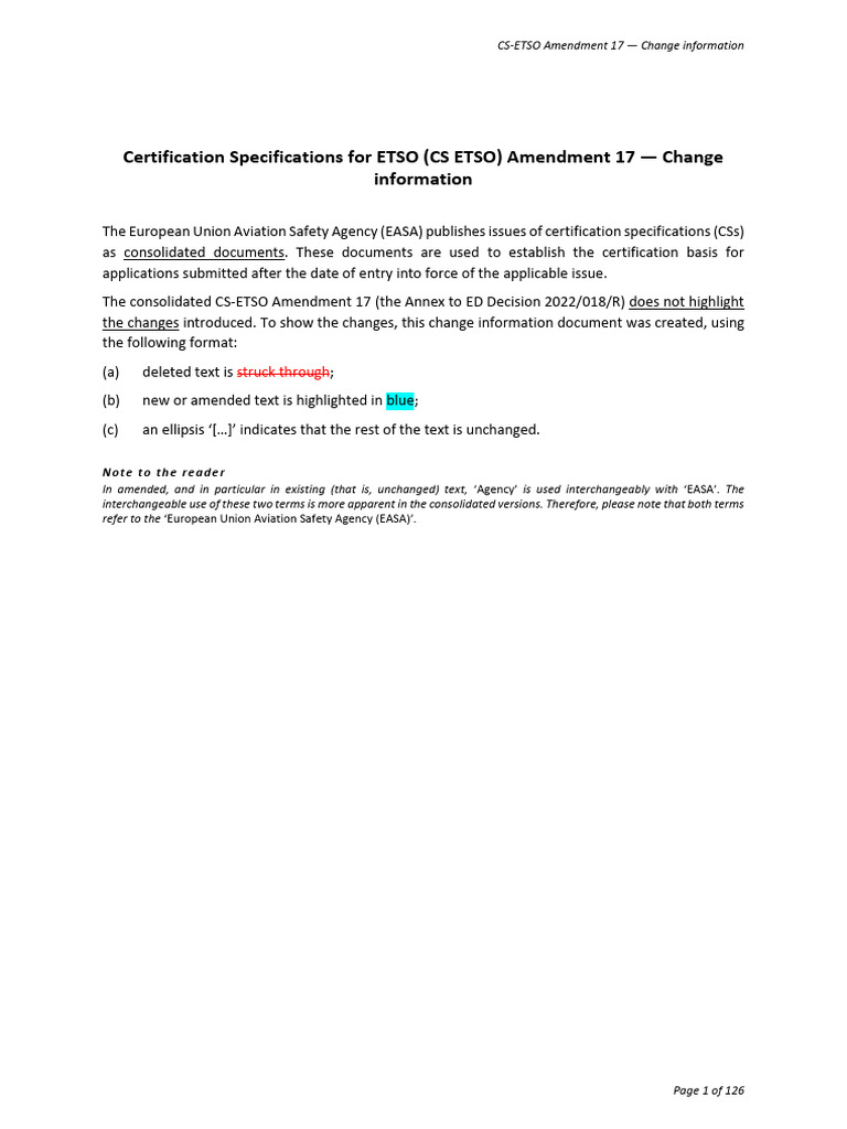 Change Information - Cs-Etso Amdendment 17 | PDF | Radio | Aviation