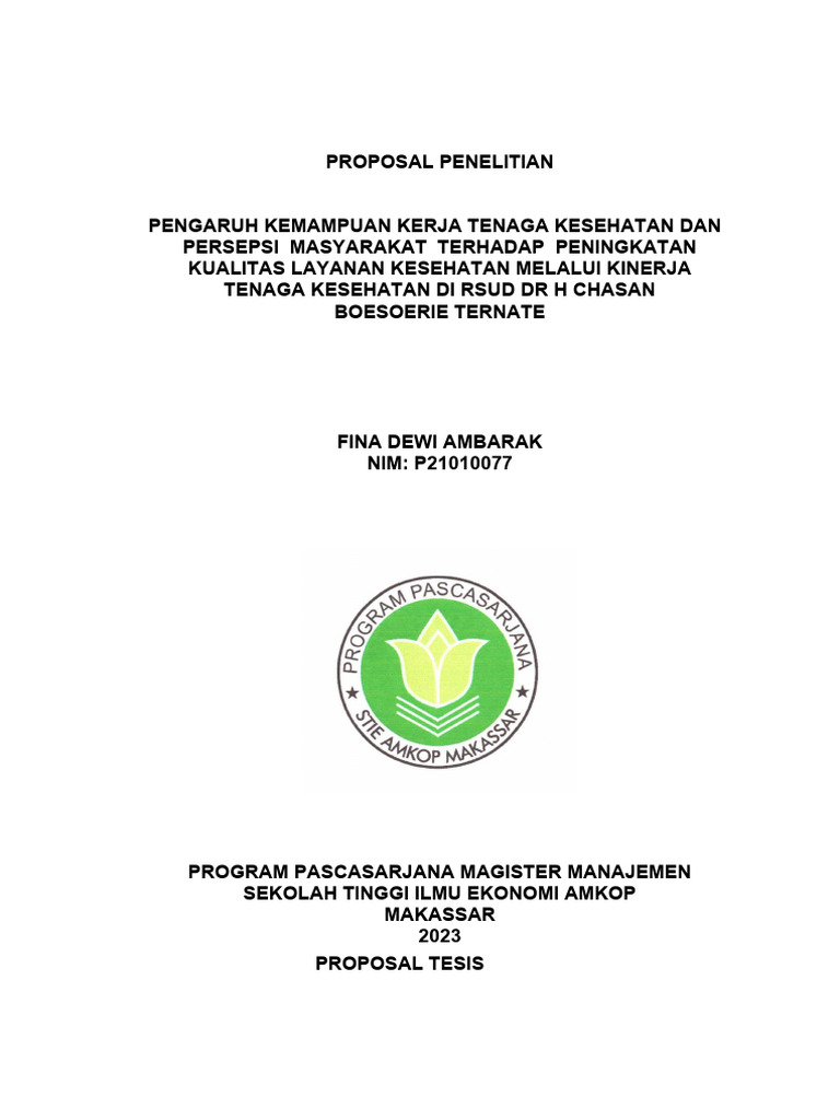 Halaman Depan Proposal Fina Dewi Ambarak | PDF