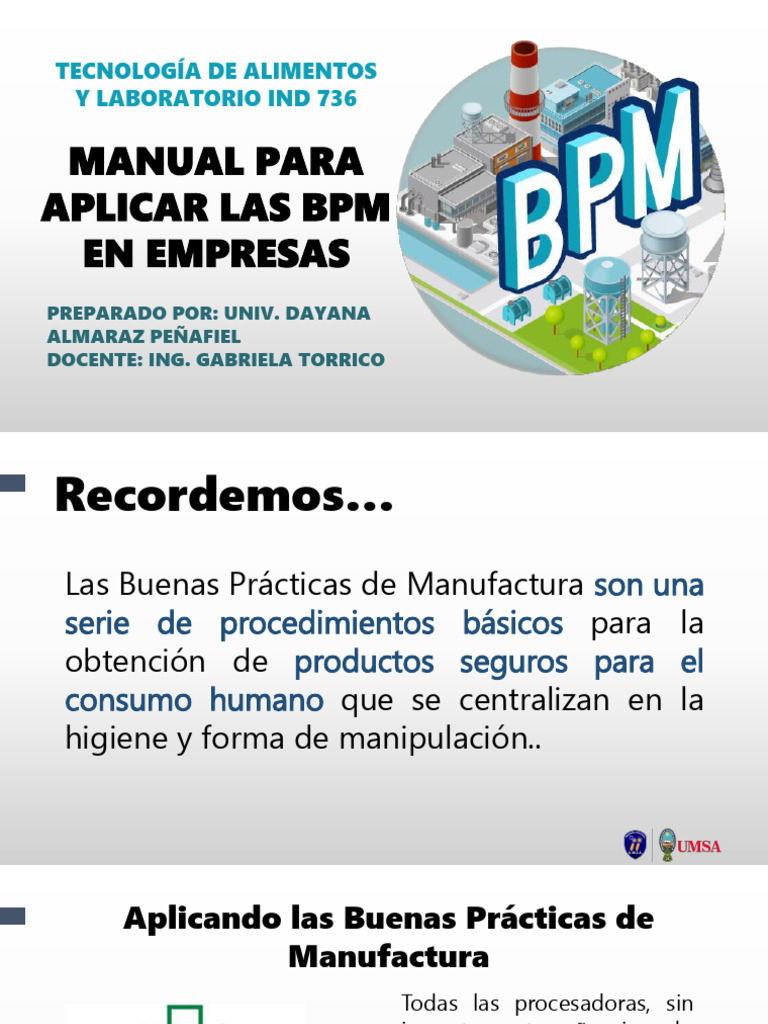 Manual para Aplicar Las BPM en Empresas: Tecnología de Alimentos Y Laboratorio Ind 736 | PDF ...