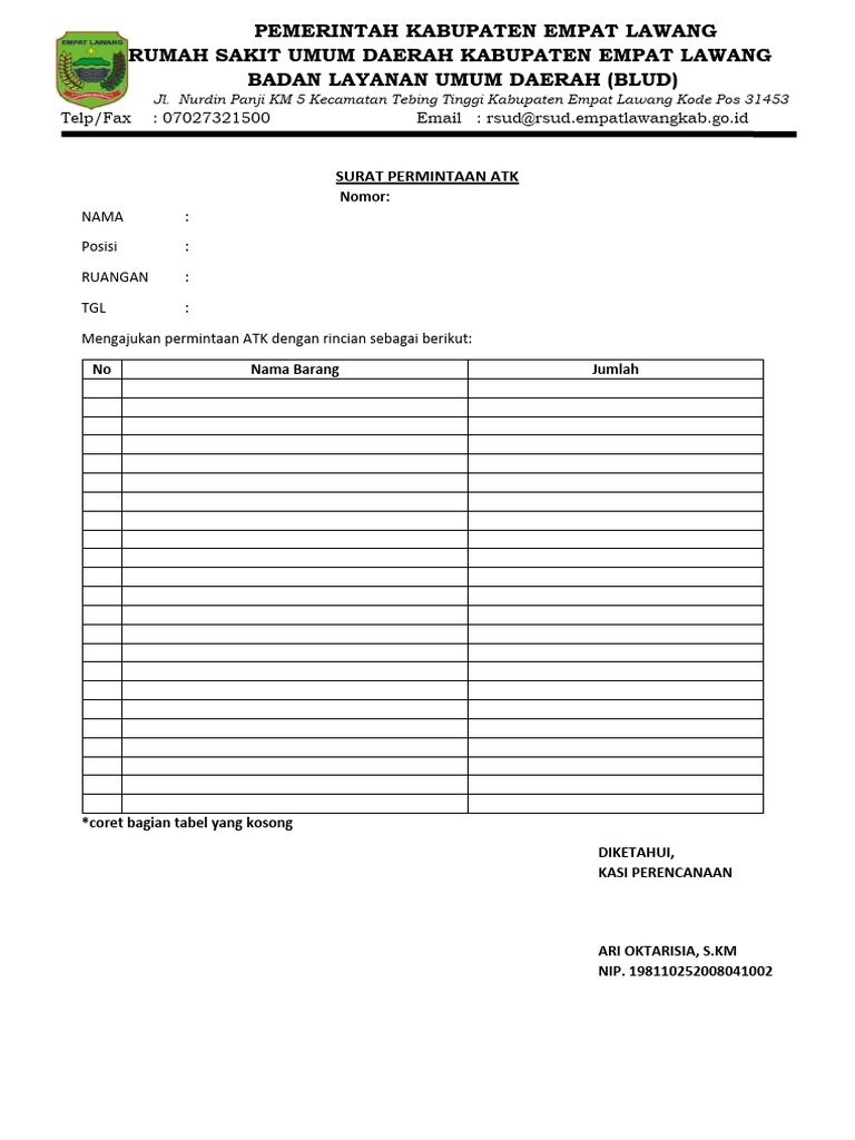 Surat Permintaan Atk | PDF