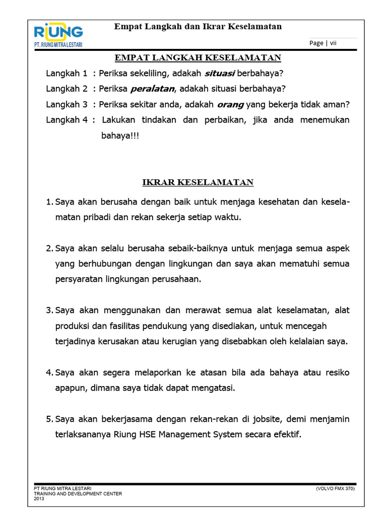 Langkah & Ikrar Keselamatan | PDF