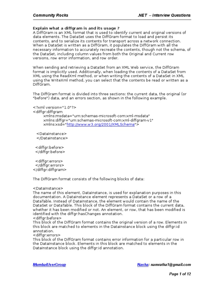 Community Rocks: Explain What A Diffgram Is and Its Usage ? | PDF ...