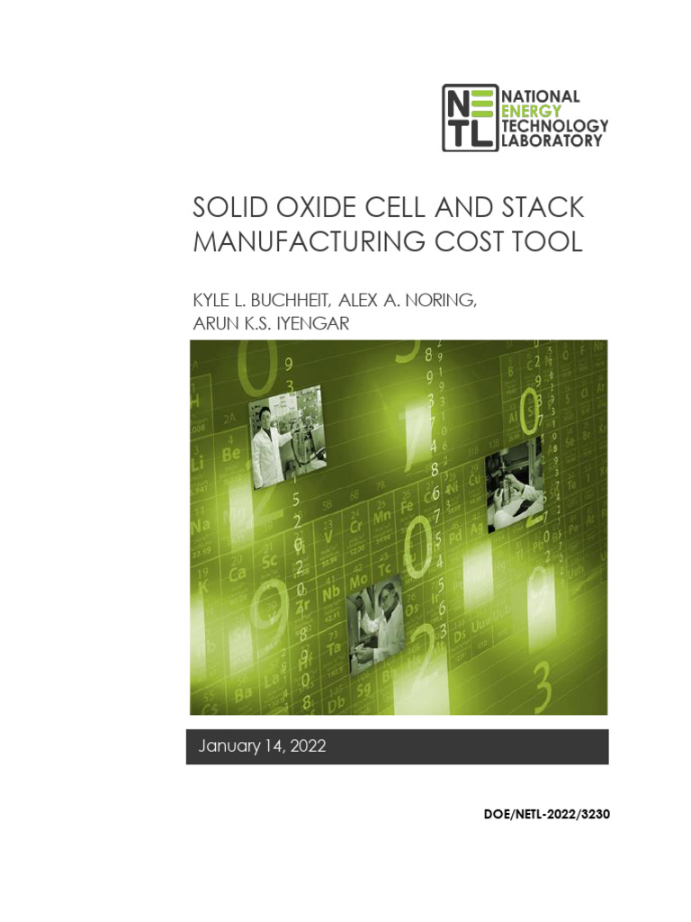 Solid Oxide Cell Cost Tool Guide | PDF | Solid Oxide Fuel Cell ...