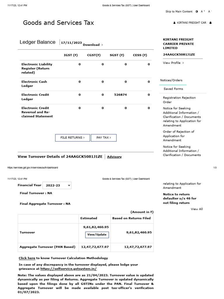 Goods & Services Tax (GST) - User Dashboard | PDF | Taxation | Taxes