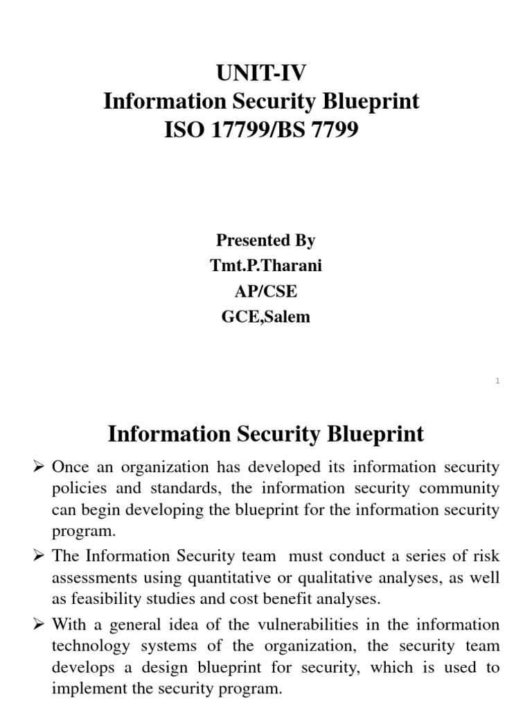 Blueprint, ISO | PDF | Information Security | Standardization