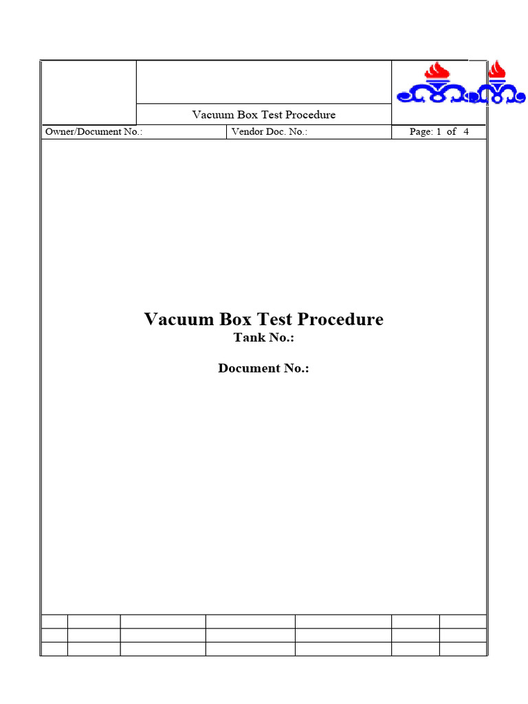 Vacuum Box Test Procedure | PDF | Leak | Vacuum