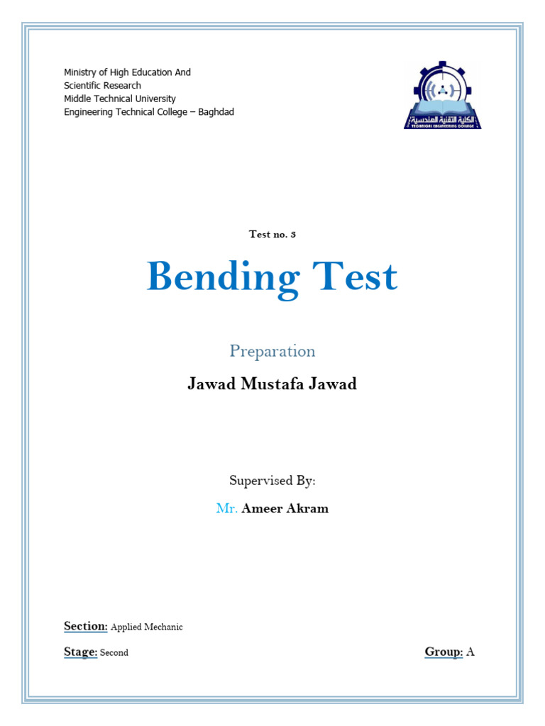 Bending Test | PDF | Strength Of Materials | Bending