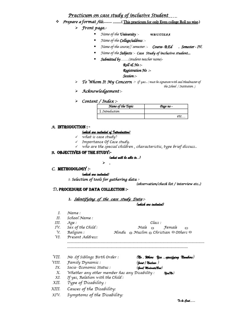 Practicum On Case Study of Inclusive Student2019 | PDF | Behavioural Sciences