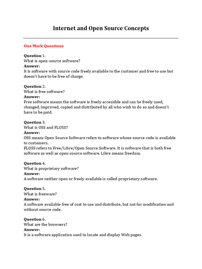 Internet and Open Source Q&A | PDF | World Wide Web | Internet & Web