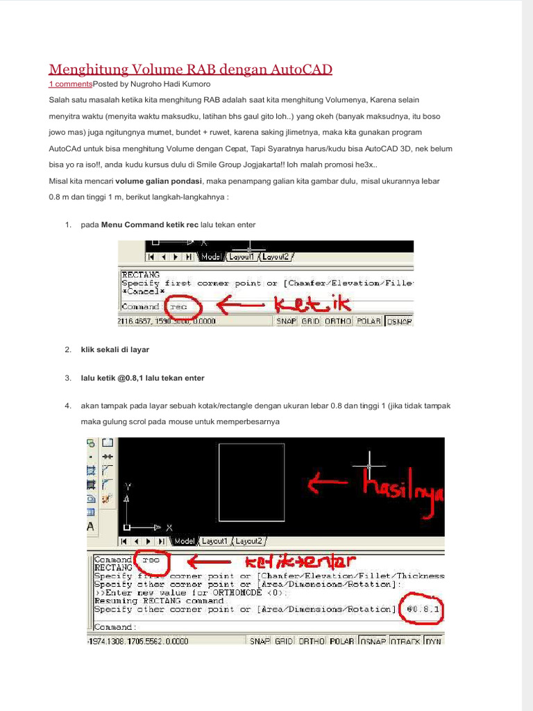Dokumen - Tips - Menghitung Volume Rab Dengan Autocad | PDF