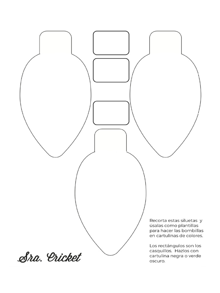 Plantillas Luces Navidad Bombillas Imprimible Gratis | PDF