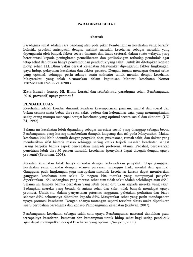 Paradigma Sehat dalam Pembangunan Kesehatan | PDF | Ilmu Sosial ...