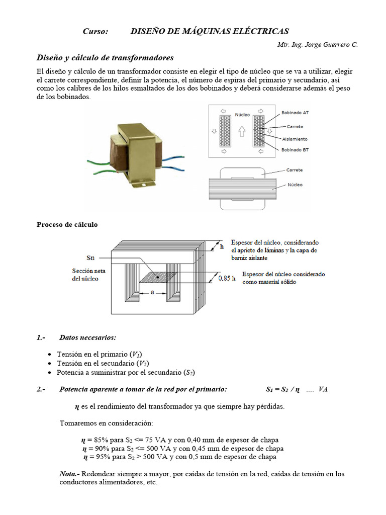Calculo de Trafo | Descargar gratis PDF | Inductor | Motor eléctrico