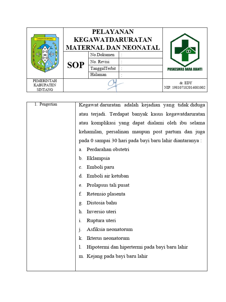 Sop Kegawat Daruratan Neonatal | PDF | Pengembangan Diri | Kesehatan Holistik